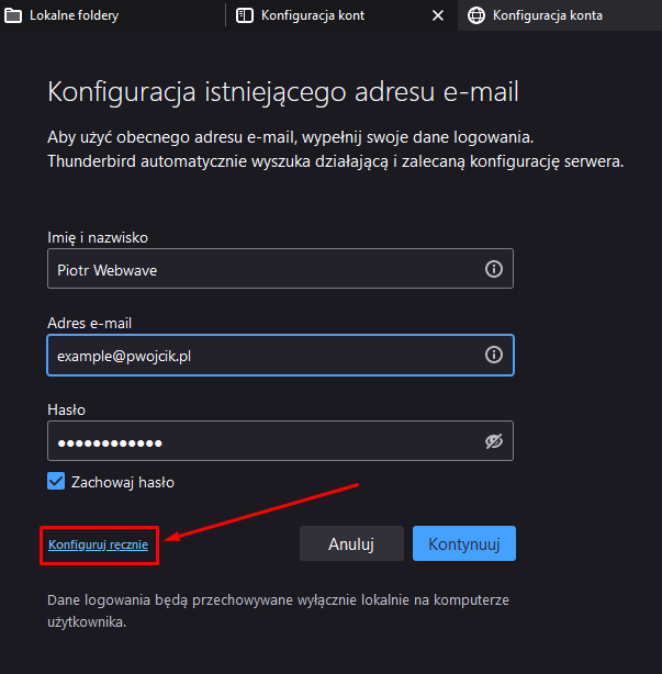 Konfiguracja poczty w Thunderbird